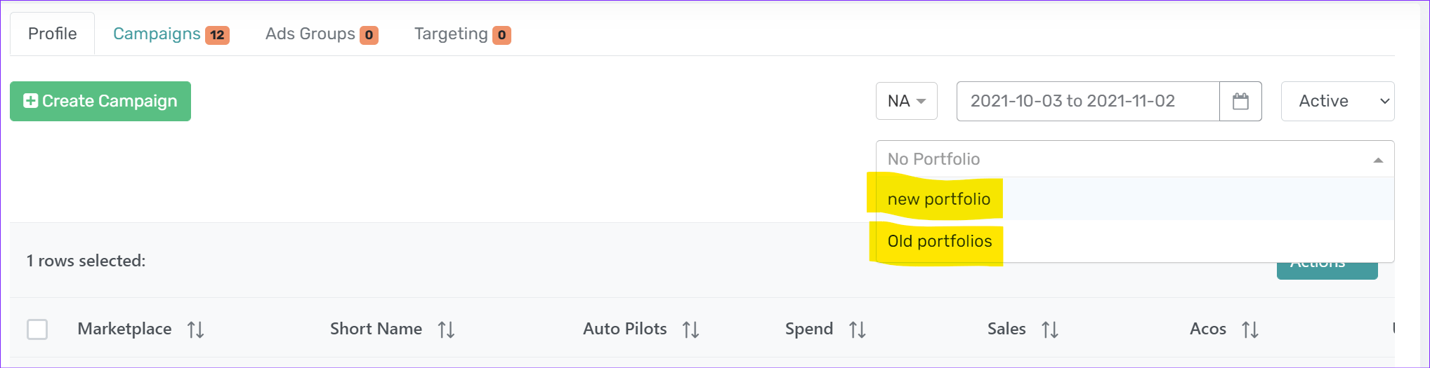 Amazon Portfolios for Profiles